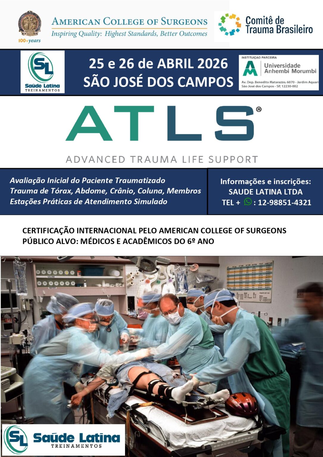 CURSO ATLS 25 e 26 Abril 2026 - Saúde Latina